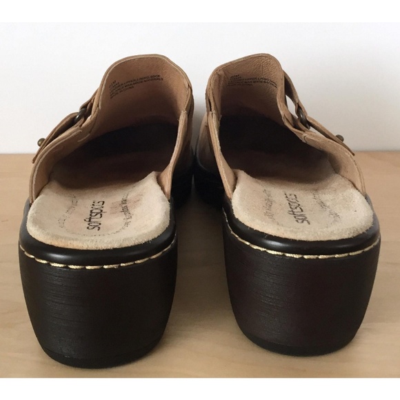 Softspots | Shoes | Softspots Tan Brown Leather Wedge Slip On Clogs ...